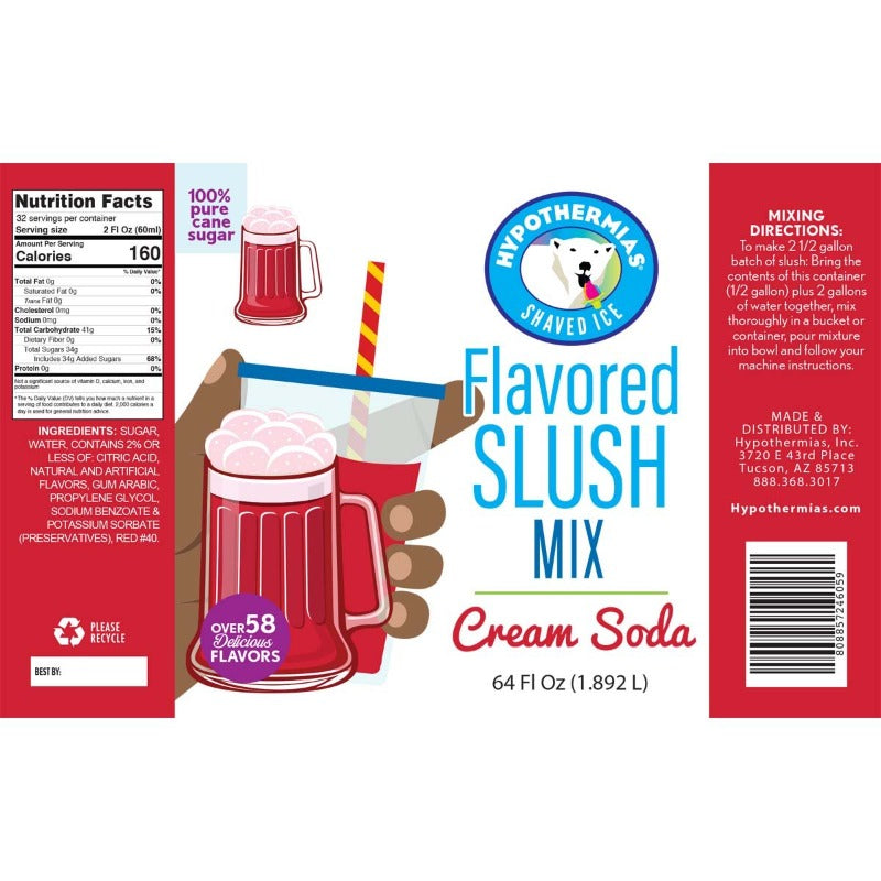Red Cream Soda Frozen Slush or Slushie Base Syrup 100% Pure Cane Sugar