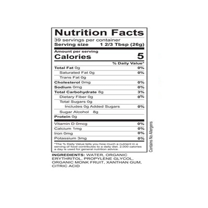 Organic Monk Fruit Sweetened Sugar Free Simple Syrup Base | Quart